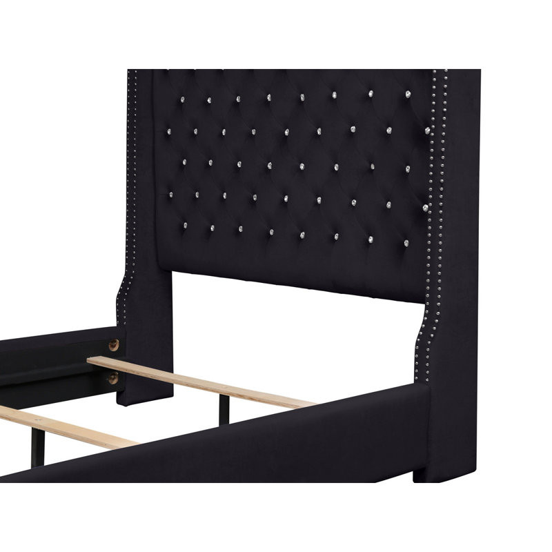 Harley Rose Upholstered Standard Bed Rosdorf Park Color Black Size King